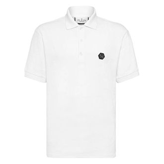 Philipp Plein Homme, Tops, Blanc, Taille: L Polo T-Shirt Jacquard Crest