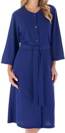 Slenderella Robe de chambre gaufrée à manches 3/4 avec ceinture et boutons - Menthe, rose, blanc ou bleu, bleu marine, S