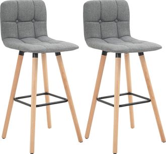 HOMCOM 2er-Set Barhocker, gepolsterte Barst&uuml;hle mit R&uuml;ckenlehne und Fu&szlig;st&uuml;tze, Holzbeine, Sitzfl&auml;che 70,5 cm, moderner Stil, hohe Hocker f&uuml;r K&uuml;che, Esszimmer