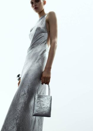 Mango Sac shopper mini argent - Femme - Taille unique - MANGO