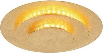 Globo Lighting Deckenlampe Deckenleuchte Wohnzimmerleuchte Schlafzimmerlampe, Metall goldfarben, LED 18W 1000Lm warmwei&szlig;, DxH 18x4,7cm