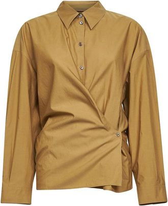 Christophe Lemaire Femme, Blouses et Chemises, Brun, Taille: 36 FR Chemise Torsad&eacute;e &agrave; Col Droit