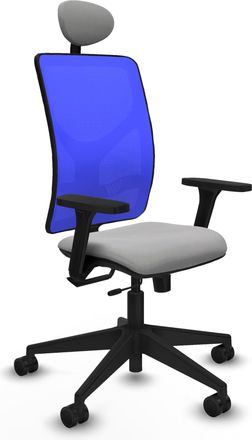 Piqueras y Crespo Sicherheitsstuhl mit 3D-Armen, h&ouml;henverstellbarer Lendenwirbelst&uuml;tze und festem Kopfteil, ausgestattet mit Syncro/Traslack und Schneideschaum, Blau/He