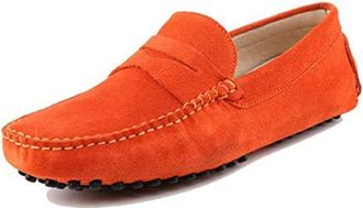 Minitoo Homme Classic Orange Suede Mocassins Dété Penny Loafers Chaussures YY2088 EU 43