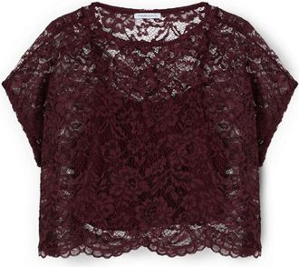 Motivi Femme, Blouses et Chemises, Rouge, Taille: 40 FR Chemisier Court en Dentelle