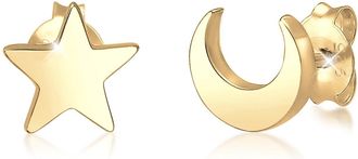 Elli Ohrringe Damen Sterne Halbmond Astro in 925 0310543018, Gold, One Size