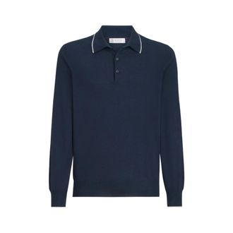 Brunello Cucinelli Leichtes Strick-Polo - - Tops - Herren - Blau - 2XL