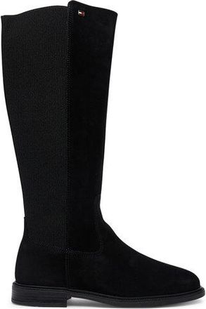 Tommy Hilfiger Stiefel Enamel Flag Suede High Chelsea FW0FW09574 Schwarz