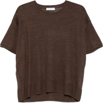 Majestic Filatures Femme, Tops, Brun, Taille: 40 FR T-shirt girocollo a maniche corte