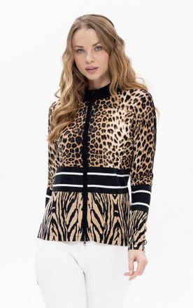 Passioni Cardigan mit Animalmix und Streifendetails