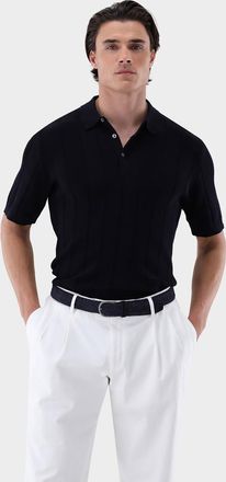 van Laack Strick-Poloshirt mit Jacquard Streifen