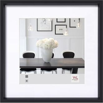 Walther Design Bilderrahmen schwarz 20 x 20 cm mit Passepartout, Doppelpack, Steel Style Kunststoffrahmen ES220BD