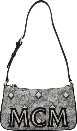 MCM Mcm Femmes Sac Bandouli&egrave;re Tissu Gris/Noir
