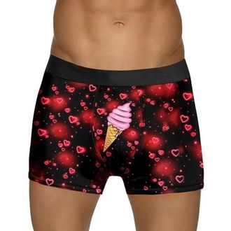 Generic Sous-v&ecirc;tement imprim&eacute; pour homme de la Saint-Valentin 2026 - Style rose sp&eacute;cial rouge - Taille moyenne, rose, 3XL