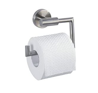 WENKO Toilettenpapierhalter mit Wandmontage ohne Deckel, Toilettenpapier- WC-Rollenhalter aus Edelstahl matt rostfrei, Mod. Bosio