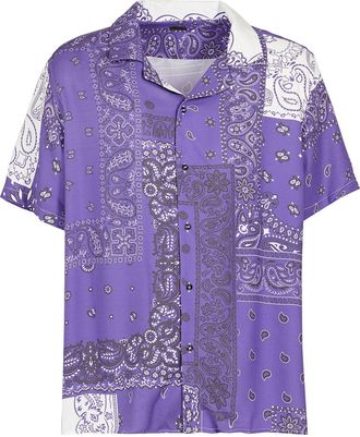 8 by YOOX PRINTED VISCOSE COLLAR CAMP SHIRT