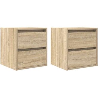 vidaXL Wand-Nachttische 2 Stk. Sonoma-Eiche 38x34x40 cm Vidaxl