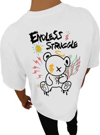 Generic T-shirt imprim&eacute; dos pour homme - T-shirt d&eacute;t&eacute; &agrave; manches courtes - T-shirt tendance - Style r&eacute;tro - Chemise d&eacute;contract&eacute;e pour gar&ccedil;on - Col rond - Grand