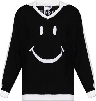 Moschino Homme, Pulls, Noir, Taille: M X Smiley Polo Sweater