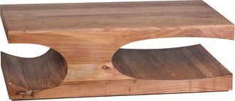 WOHNLING Couchtisch BOHA Massiv-Holz Akazie 118 cm breit Wohnzimmer-Tisch Design dunkel-braun Landhaus-Stil Beistelltisch