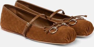 Gucci Ballerines Gucci Horsebit GG en daim