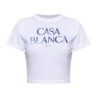 Casablanca Meduse Sportive Stacked Logo Cropped Baby Tee - - Tops - Damen - Wei&szlig; - S