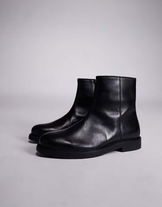 Asos Bottines chelsea en cuir - Noir