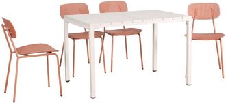 DRAWER Ensemble table 120 cm jardin m&eacute;tal 4 personnes chaises ext&eacute;rieur terrasse balcon Orka