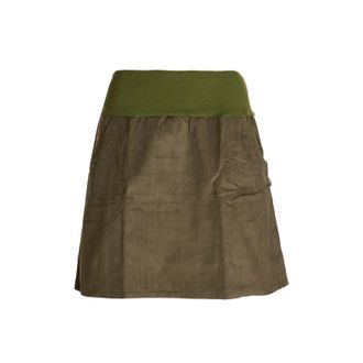 vishes Damen-Cordrock mit breitem Bund & Taschen in Olive | Gr&ouml;&szlig;e 3XL (44-46) | Handgefertigt aus 100% Baumwolle | F&uuml;r warme & kalte Monate | Nachhaltige Alt