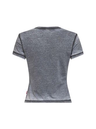 Diesel Womens T-Shirt T-Ila-Aa1 Grey Rhinestone Polyester T-Shirts & Jerseys