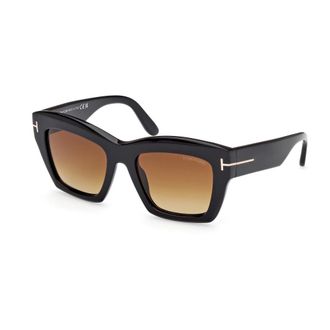 Tom Ford Sonnenbrille Quadratisch Schwarz Gl&auml;nzend - - Accessories - Damen - Schwarzk - 52 MM