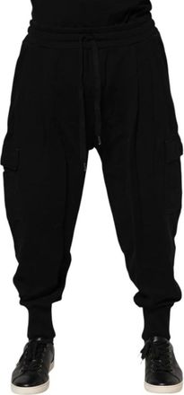 Dolce & Gabbana Homme, Pantalons, Noir, Taille: 3XL Jogger Logo avec Cordon de Serrage