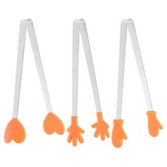 NUOBESTY 3 St&uuml;ck Kleiner Zangen aus Edelstahl und Silikon Flecken und Geruchsneutral Hitzebest&auml;ndig f&uuml;r Geeignet f&uuml;r Salatbuffets und Camping