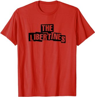 The Libertines Stacked Logo On Red T-Shirt