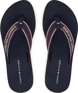 Tommy Hilfiger Zehentrenner Th Corporate Wedge Summer Sandal FW0FW09695 Dunkelblau