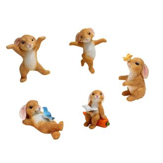 Yardwe 5stücke Kleine Kaninchen Figuren Aus Hochwertigem Harz Miniatur Garten Deko Für Innen Und Außen Teilig Für Bonsai Und Tischdekoration Langlebige Ornam