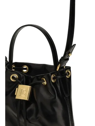 Balmain Womens Bucket Bag Pulse Black Calf Leather