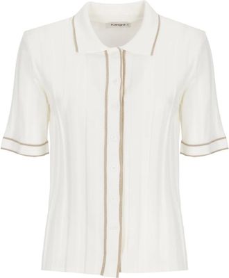 KANGRA Femme, Tops, Blanc, Taille: 40 FR Polo en Coton et Cachemire