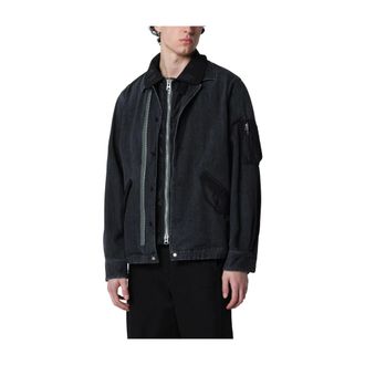 sacai Homme, Vestes, Noir, Taille: S Blouson Denim x Nylon Twill