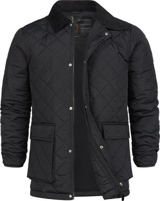 Indicode Herren INDrills Steppjacke mit Cordkragen und Rautensteppung | Daunenjacke f&uuml;r M&auml;nner Black, XL