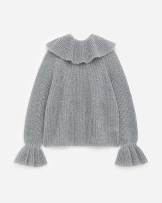 Arket Pullover Aus Mohair Und Wolle Mit Volants -Grau