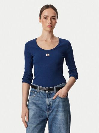 Calvin Klein Jeans Bluse LV047D218G Blau Slim Fit