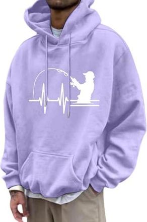 Generic Sweat a Capuche Homme Hooded Sweatshirt Sweats &agrave; Capuche Homme Mode avec Imprim&eacute; Partiel, Pull Long &agrave; Manches avec Cordon de Serrage