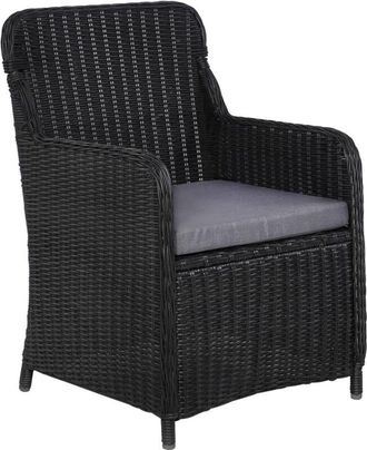 vidaXL Gartenst&uuml;hle mit Polster 2 Stk. Poly Rattan Schwarz Vidaxl
