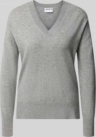 Jake*s Casual Pullover aus Wolle mit V-Ausschnitt