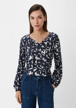 Comma Langarmbluse Bluse Semitransparente Langarmbluse mit Allover-Print