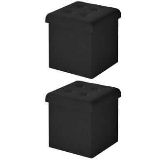 Woltu 2er Set Sitzhocker mit Stauraum, Faltbarer Hocker mit Deckel, Fu&szlig;hocker Falthocker Sitzw&uuml;rfel Aufbewahrungshocker, f&uuml;r Wohnzimmer Schlafzimmer, 30x30x