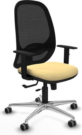 Piqueras y Crespo B&uuml;rostuhl mit Rollen Cilanco mit 1D-Armen, h&ouml;henverstellbare Lendenwirbelst&uuml;tze, ausgestattet mit Syncro/Traslack und Schneideschaum, Schwarz/Cremefar