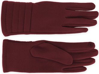 Fiebig Handschuhe aus Jersey | Teddy Fleece Innenfutter & Touchfunktion | leichter & warmer Damen Thermo Handschuh (L, Bordeaux)