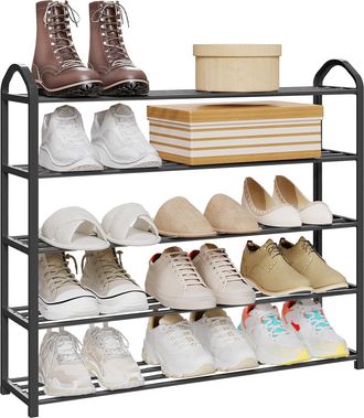 Woltu Schuhregal Metall 5 Schicht, Platzsparend mit Tragegriff, Rostbeständig, Schuhständer für Flur,Kleiderschrank,Eingangsbereich,Schlafzimmer, 79x75x18,5